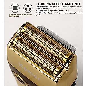 KEMEI Electric Razors for Men, LCD Display Cordless Men's Razors, USB Rechargeable with Pop-up Beard Trimmer Best Worldwide Travel Gift, Model KM 2028, Gold