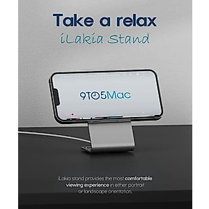 iLakia Cell Phone Stand for MagSafe Charger, Aluminum Charging Holder Dock Cradle for Desk, Mag-Safe Accessories Compatible with iPhone 14 13 12 Model Series, Silver Color (MagSafe Not Included)