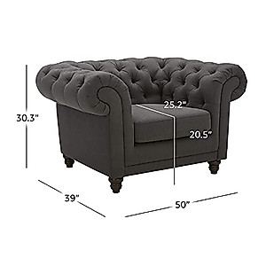 Amazon Brand – Stone & Beam Bradbury Chesterfield Classic Chair, 50"W, Pepper