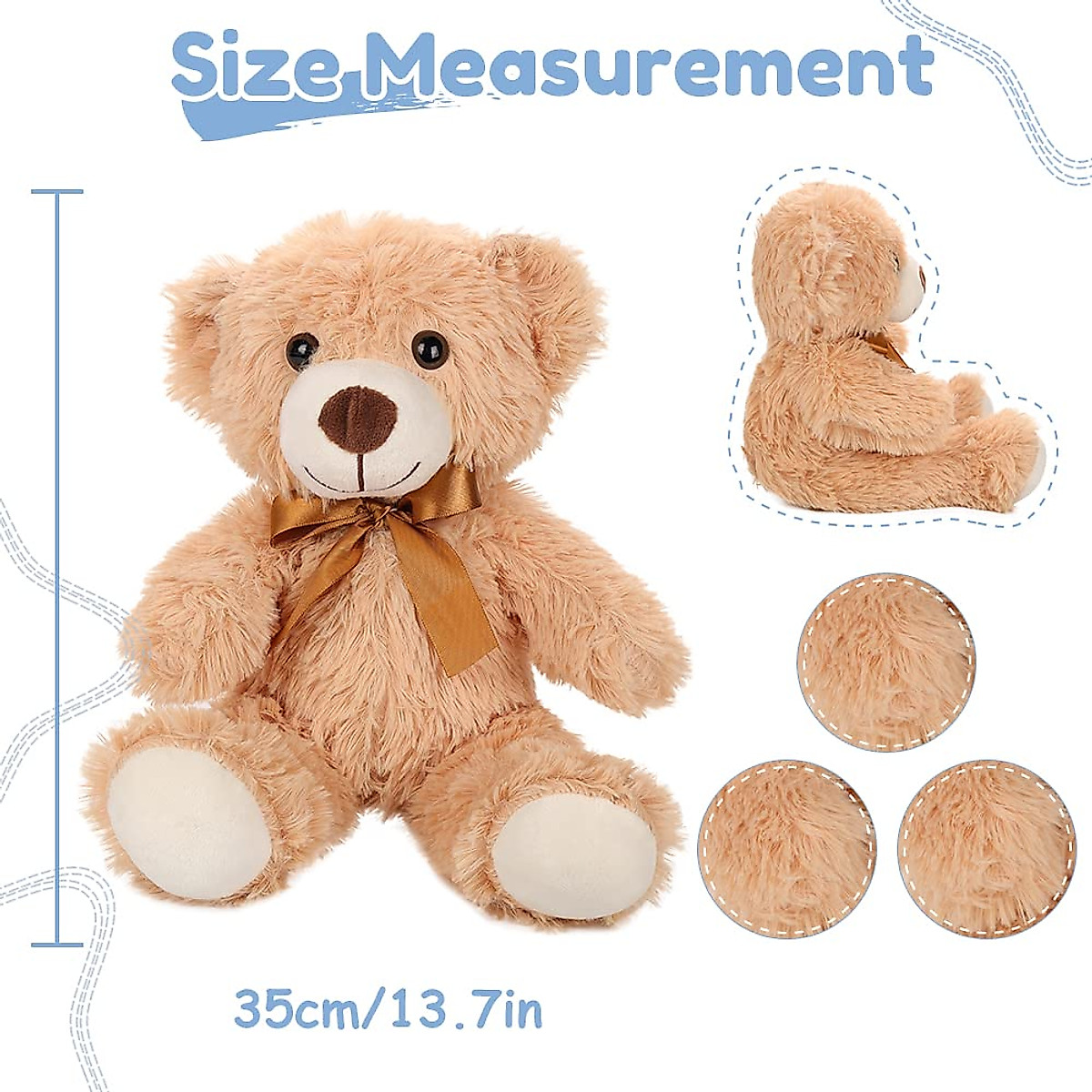 Seyomi Teddy Bears Bulk 3 Packs, Teddy Bear Stuffed Animal Plush Toy, 13.7 Inches Bear Stuffed for Wedding, Christmas, Valentine’s Day, Birthday, Light Brown