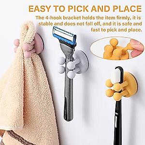 12pcs Self Adhesive Wall Mounted Silicone Hooks,Multi-Function Hook Waterproof Self Adhesive Toothbrush Hook Plug Holder,Functional Utility Hooks for Kitchen Bathroom Home Office (6 Color)