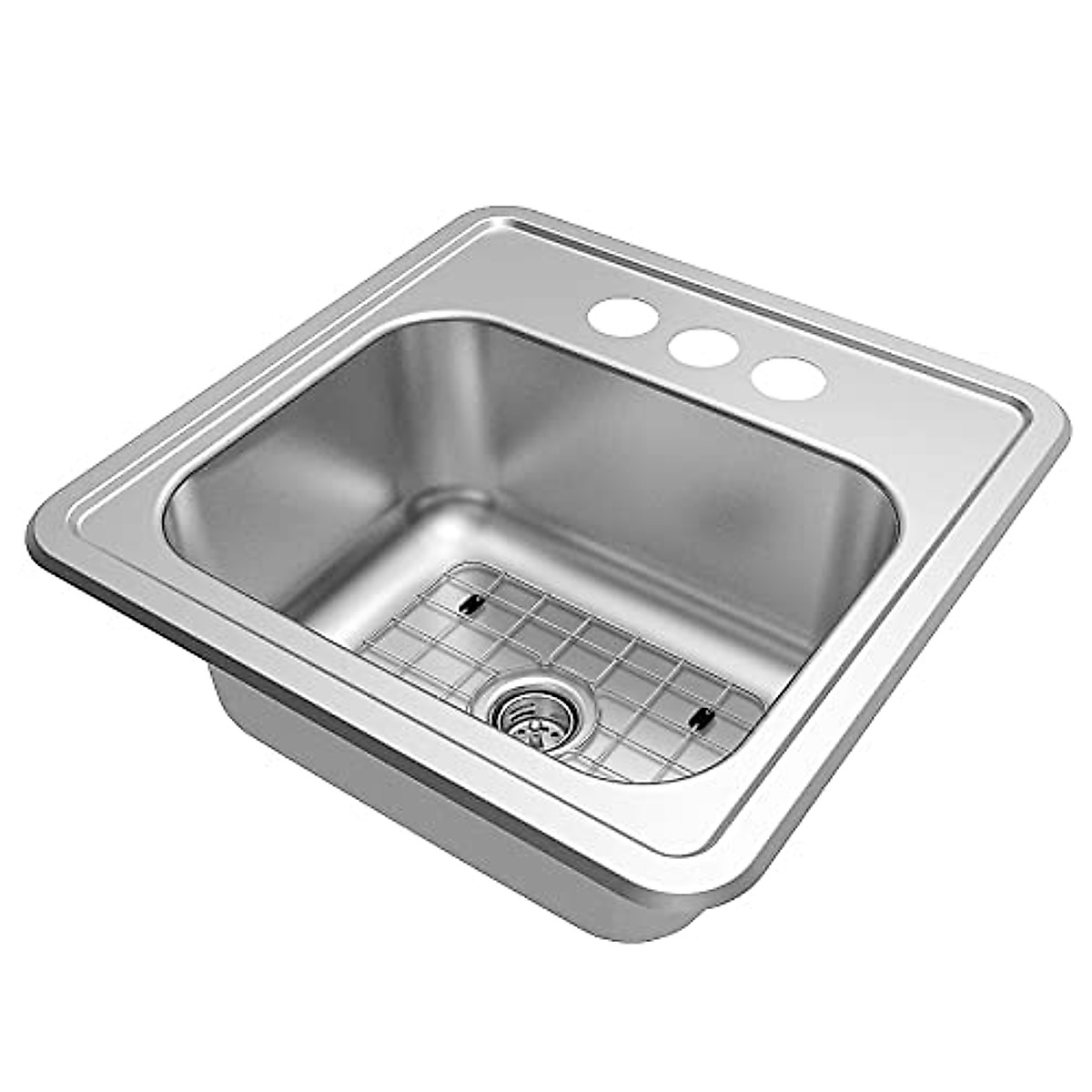 Miligoré 15" x 15" Single Bowl Top-Mount Drop-in 22-Gauge Stainless Steel Bar/Prep/Utility Sink - Includes Drain/Grid