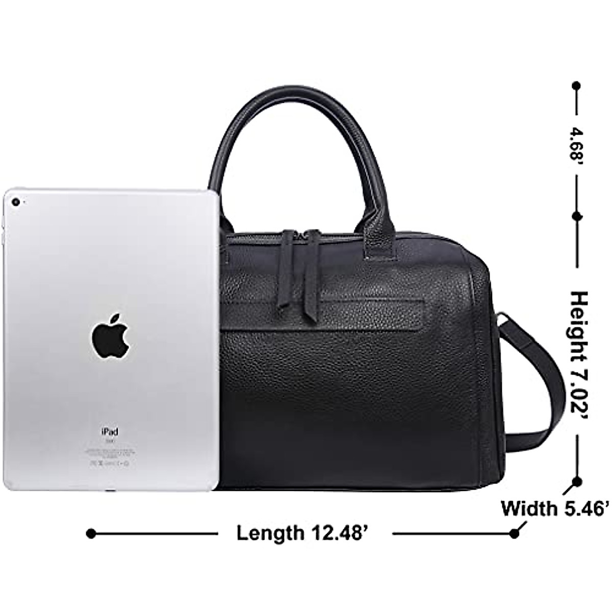 Iswee Genuine Leather Purses for Women Top Handle Handbags Soft Satchel Tote Shoulder Bag CrossBody Work Bag (Black)