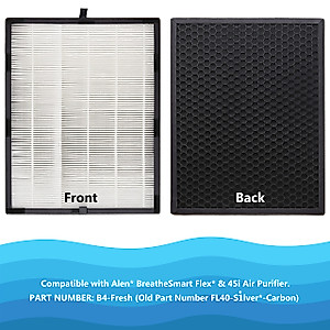 Rioche Premium H13 HEPA-Odor Replacement Air Filters, Compatible with Alen BreatheSmart 45i or Flex Air Purifier, Compare to Part NO. B4-Fresh (Old Part Number FL40), 1 HEPA&1 Carbon Pre-filter