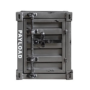 Urban Style Metallic Retro Container Alike Nightstand Bedside Table Storage Cabinet Home Office Furniture - Right, Grey