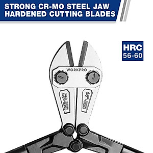 WORKPRO 14-Inch Bolt Cutter, Tri-Material Handle with Comfort Grip, Chrome Molybdenum Steel Blade, for Rods, Bolts, Rivets, Wires, Cables and Chains