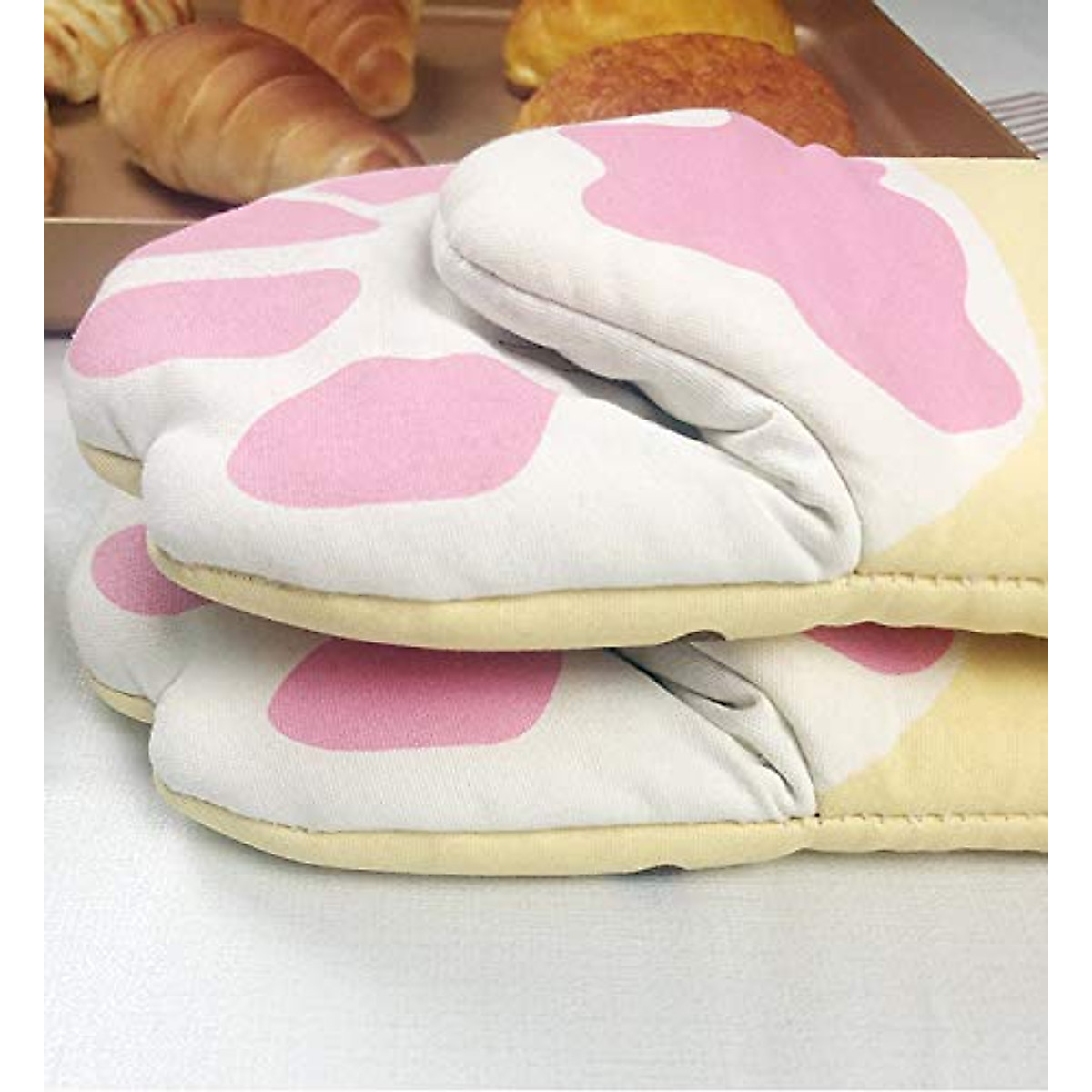 Thick Cotton Oven Mitts Cute Cat/Paw Design Baking Gloves Heat Resistant Cooking Gloves Potholder Funny Grilling Microwave Mittens Backer Kitchen Tools, 1 Pair