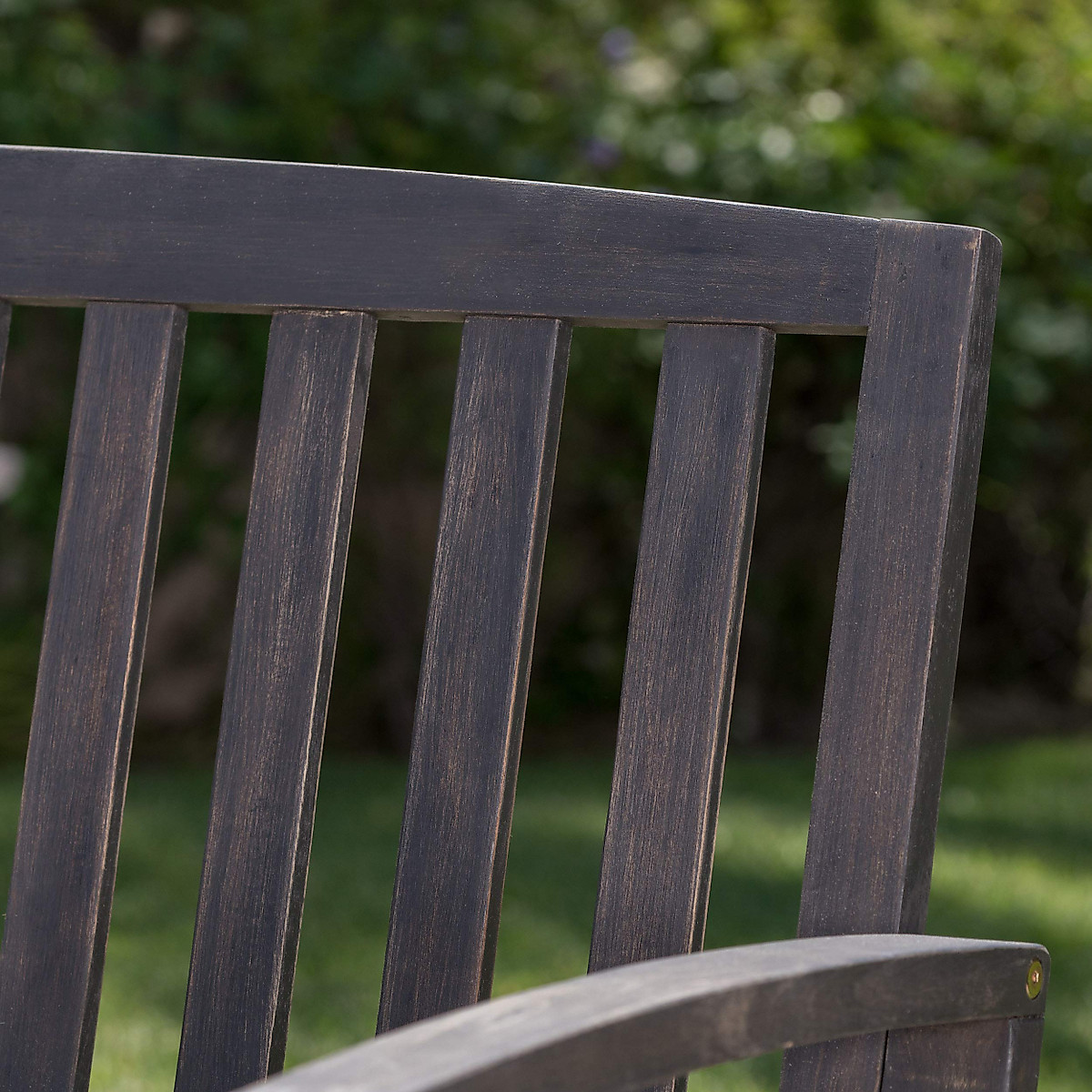 Christopher Knight Home Loja Outdoor Acacia Wood Bench, Dark Grey Finish