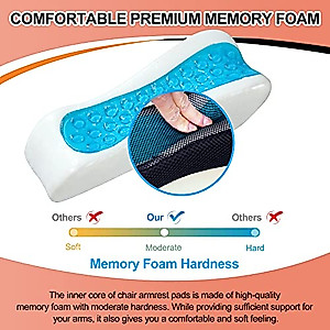 GUFAOWI Upgraded Office Chair Arm Pads with Cooling Gel, Ergonomic Memory Foam Armrest Pads for Office Chair Gaming Chair Arm Rest Covers for Desk Chair Armrest Cushions (Set of 2)