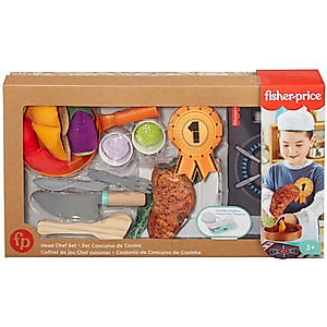 Fisher-Price Head Chef Set, pretend kitchen cooking play set for preschool kids ages 3 years and up
