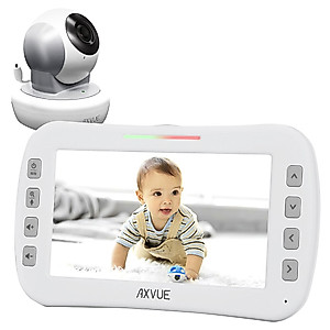 Video Baby Monitor with Remote-Controlled Camera and Wide Screen by Axvue, Grey, Model E650