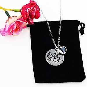 Uloveido Stainless Steel Faith Over Fear Cross Necklace with Real Mustard Seed Heart Pendant Charms Inspirational Jewelry Y855 (Heart)