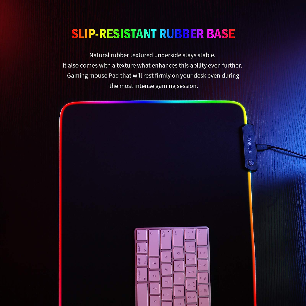 RGB Gaming Mouse Mat Pad - Large Extended Led Mousepad with 14 Lighting Modes 2 Brightness, Anti-Slip Rubber Base with Waterproof Coating Mouse Mat for Gamer 800×300×4mm/31.5×11.8×0.16 inch