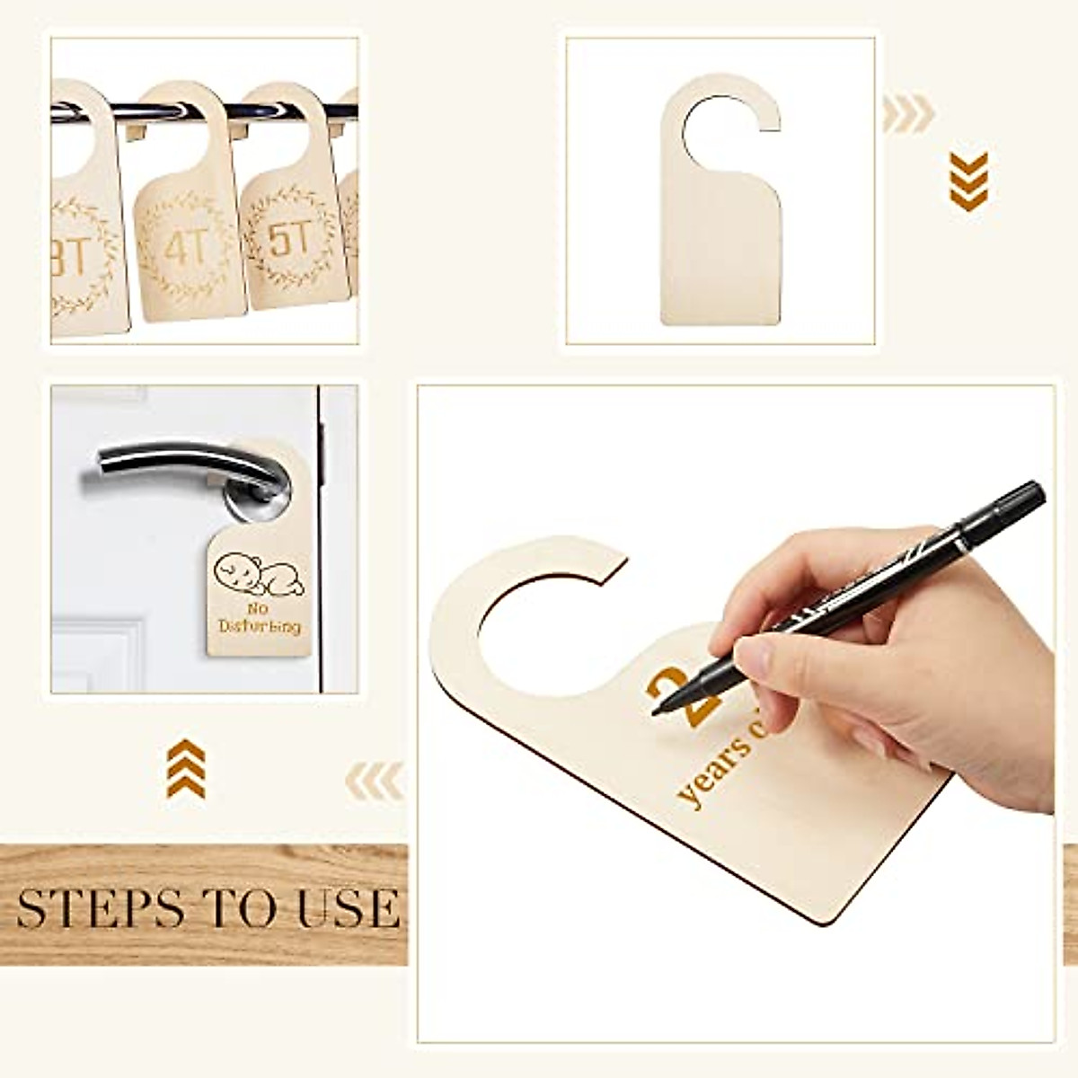 Blank Clothing Rack Divider Wooden Closet Size Divider Baby Closet Blank Organizers hanger separators Hanging Closet Dividers with Marker Pen for Home Nursery Baby Clothes (25 Pieces)