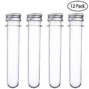 UEETEK 12pcs 40ml Plastic Test Tubes with Screw Caps(Transparent)