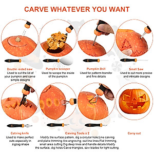CHRYZTAL Pumpkin Carving Kit Tools Halloween, Professional Heavy Duty Carving Set, Stainless Steel Double-side Sculpting Tool Carving Kit for Halloween Decoration Jack-O-Lanterns, Gift for Halloween