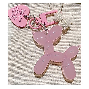 LAEKOU Jelly Balloon Dog Design Keychain for Women, Cute Light Pink Girls Key Chain, Key Chains Accessories for Car Keys