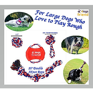 Dog Cotton Rope Toys Set for Medium and Large Dogs Who Love to Play Rough and are Aggressive Chewers. Almost Indestructible, Washable Dental Floss, Tough Tug of War/Chewing Toys - (6 pack)