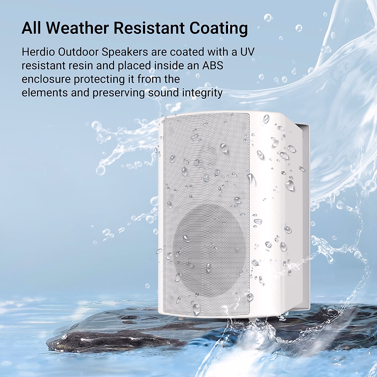 Herdio 4 Inch 200 Watt Outdoor Indoor Bluetooth Speakers,Wall Mount Waterproof Wired for Patio,Deck,Yard,Garage(White)