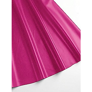 MakeMeChic Women's Plus Size Pleated Leather Mini Skirt High Waist A Line Skater PU Leather Short Skirt Hot Pink 4XL
