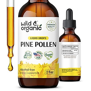 Pine Pollen Tincture - Immune Support Supplement w/Organic Pine Pollen - Alcohol-Free Drops w/Wildcrafted Scots Pine Pollen and Pinus Sylvestris - Antioxidants Supplement w/Pine Pollen Extract -2oz