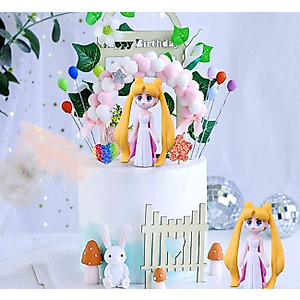 HYSTYLE 6 Pcs Lovely Girl Figurines Toys Mini Figure Collection Playset, Cake Topper Toy Doll Set, Car Doll, Office Ornament, Miniature Decorations, Landscape Scenes