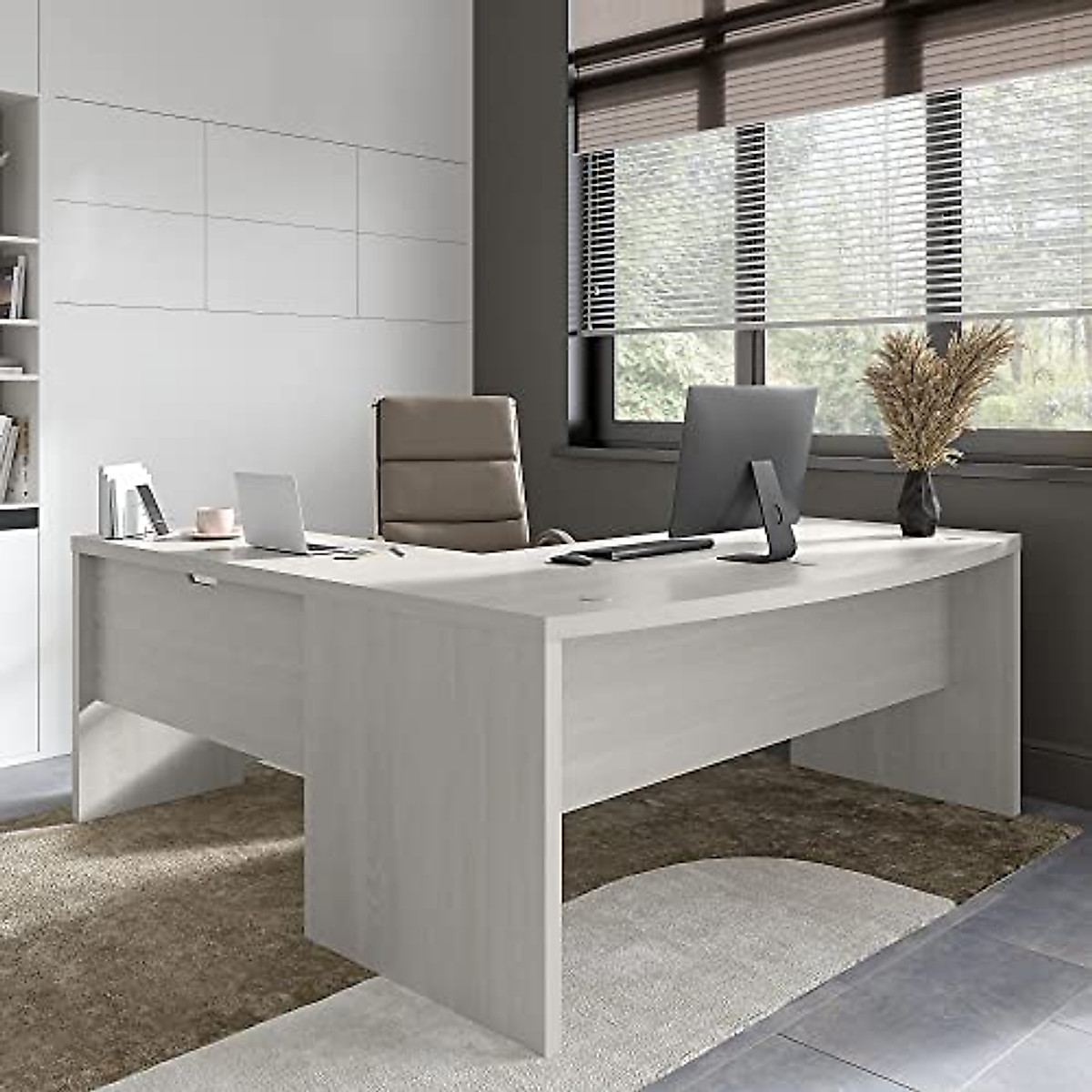 Bush Business Furniture Echo Bow Front L Shaped Desk, 72W, Gray Sand