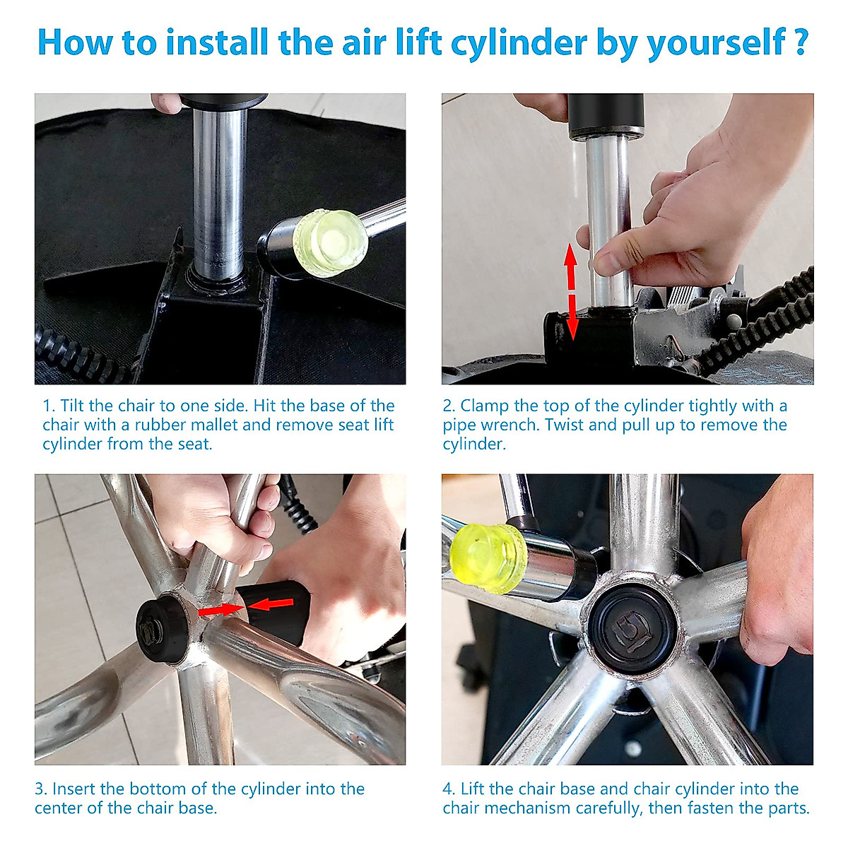 Kinchoix 5'' Gas Lift Cylinder Office Chair Gas Lift Cylinder Replacement Pneumatic Shock Heavy Duty 450 lbs for Office Desk Chairs Gaming Chair Universal Size