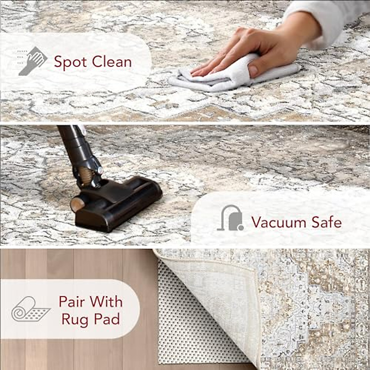 nuLOOM Vintage Medallion Thea Area Rug, 6' 7" x 9', Beige