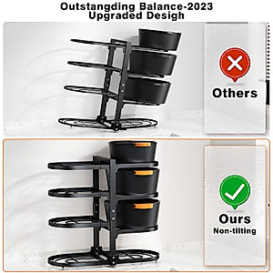 ARSTPEOE Mega Clearence Sale Half Save 6Tier, Pot and Pan Organizer for Cabinet, Pan Organizer Rack for Cabinet, Pot Organizer Rack for Under Cabinet, Pot Lid Organizer for Cabinet, Black