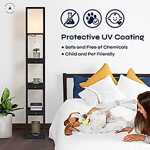 ATAMIN Aaron 72" Floor Lamps for Living Rooms, Premium Tall Floor Lamp with Shelves and Drawers, Sturdy Shelf Floor Lamp for Bedrooms, Standing Lamps with Shelves, Shelf Lamps with LED Bulb - Black