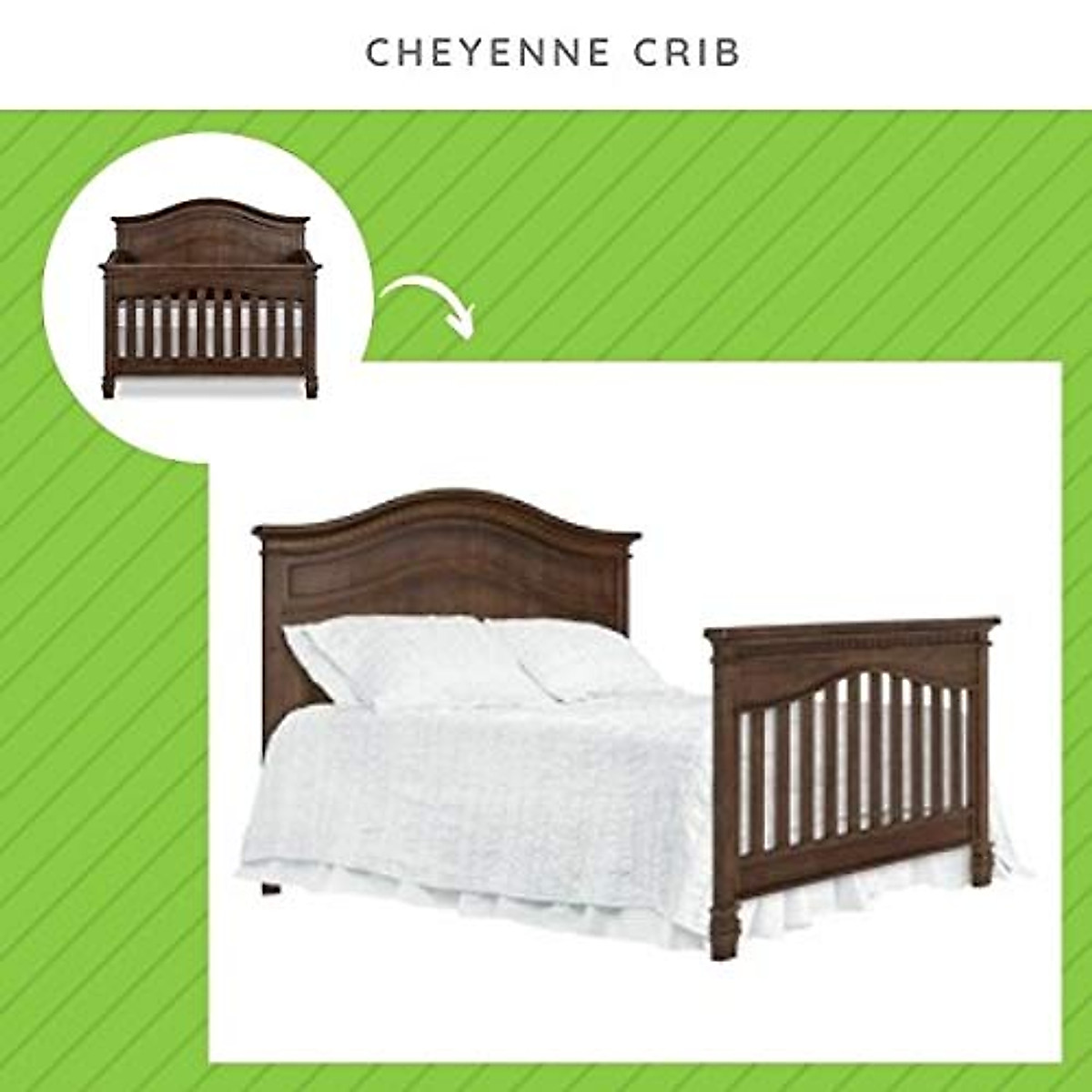 CC KITS Full-Size Conversion Kit Bed Rails for Evolur Cribs (Antique Brown)