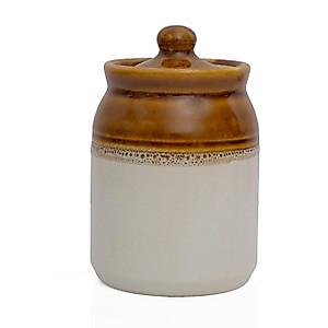 Decorative Ceramic Jar With Lid For Kitchen Pantry Countertop Home Dining Table Accessories Condiment Pickle Spice Coffee Tea Caddy Sugar Salt Herbs Food Storage Canister Holder Hand Painted