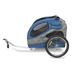PetSafe Happy Ride Aluminum Dog Bicycle Trailer - Supports up to 110 lbs - Easy to Connect and Disconnect to Bikes - Includes Three Storage Pouches and Safety Tether - Collapsible to Store - Large