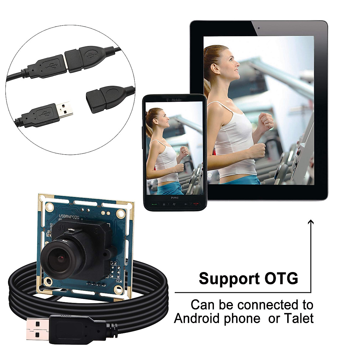 8mp USB Camera Module for Computer Wide Angle PC Camera 3.6mm Lens Webcam Board Mini UVC USB2.0 Lightburn Camera IMX179 USB with Camera 4K USB Security CCTV Camera for Raspberry Pi Mac Jetson Nano