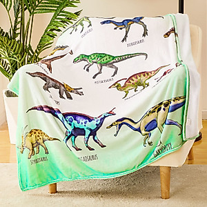 Dinosaur Throw Blanket 50 x 60 Inches Various Dinosaur Signs Blanket for Boys Fuzzy Soft Flannel Throw Blanket Decor for Kids Favor Living Room Bedroom Home Offices Supplies