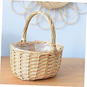ABOOFAN 3pcs for Vintage Multi-Function Holder Plastic Home Egg Rattan Candy Gift Wedding Braided Storage Willow Baskets Hunting Eggs Basket Picking Party Household Flower Handmade Style