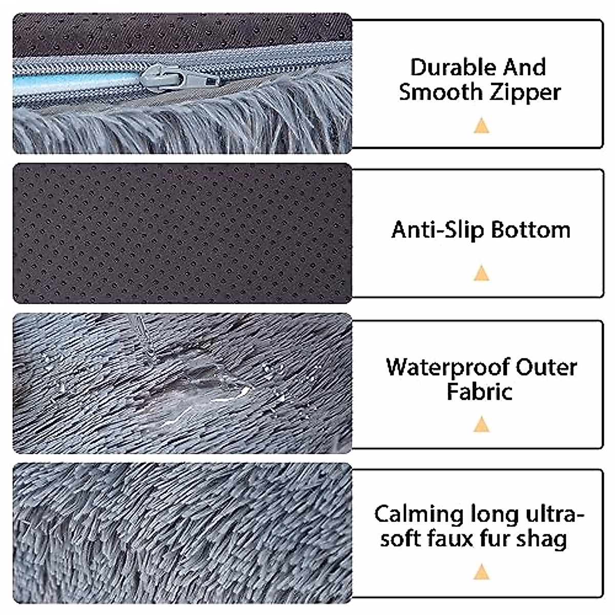 2 in 1 Calming Dog Beds for Large Dogs, Dual Layer Orthopedic Egg Crate Foam & Memory Foam Faux Fur Shag Pet Mattress Warming Rectangle Cuddle Bed Comfy Anti Anxiety, Washable Cover Anti-Slip