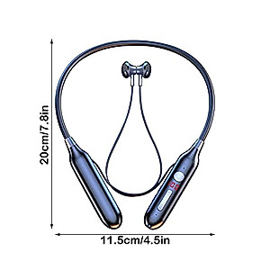 Cloudro Wireless Bluetooth Headset Neck-Mounted Earbuds - Built-in Microphone Wireless Waterproof Headset Semi-in-Ear Bluetooth Headset - Home Office Outdoor Sports Work Out Game Running Use, Black