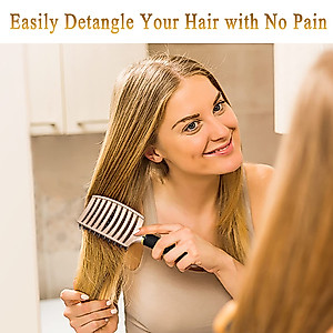 KTKUDY Detangling Brush Getting Knots Out without Pain - Boar Bristles Hair Brush Make Hair Shiny & Healthier Vented Detangler Brush for Women Men Kids Wet and Dry Hair (Gold & Green)