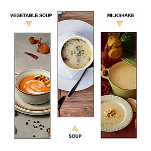 Cabilock 1 Set of Ceramic Soup Bowl European Style Small Ceramic Stew Pot with Lid and Handle Serving Bowls Ceramic Square Plates Flower Spoon for Cereal