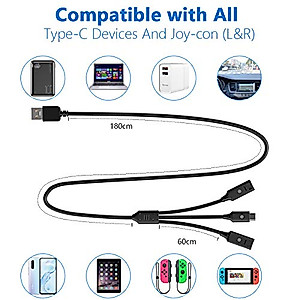 Charging Cable for Nintendo Switch/Switch Lite/Switch OLED, 3 in 1 6FT Nylon Braided USB C Charging Cord, Compatible with Mobile Samsung, Galaxy S9, S9 Plus, S8, HTC 10, LG