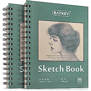 BATKEV 5.5 X 8.5 inches Sketchbook 2 Pack 100 Sheets, Thick Drawing Paper Sketch Drawing Paper Sketch Pad, Art Paper for Drawing and Painting for Kids