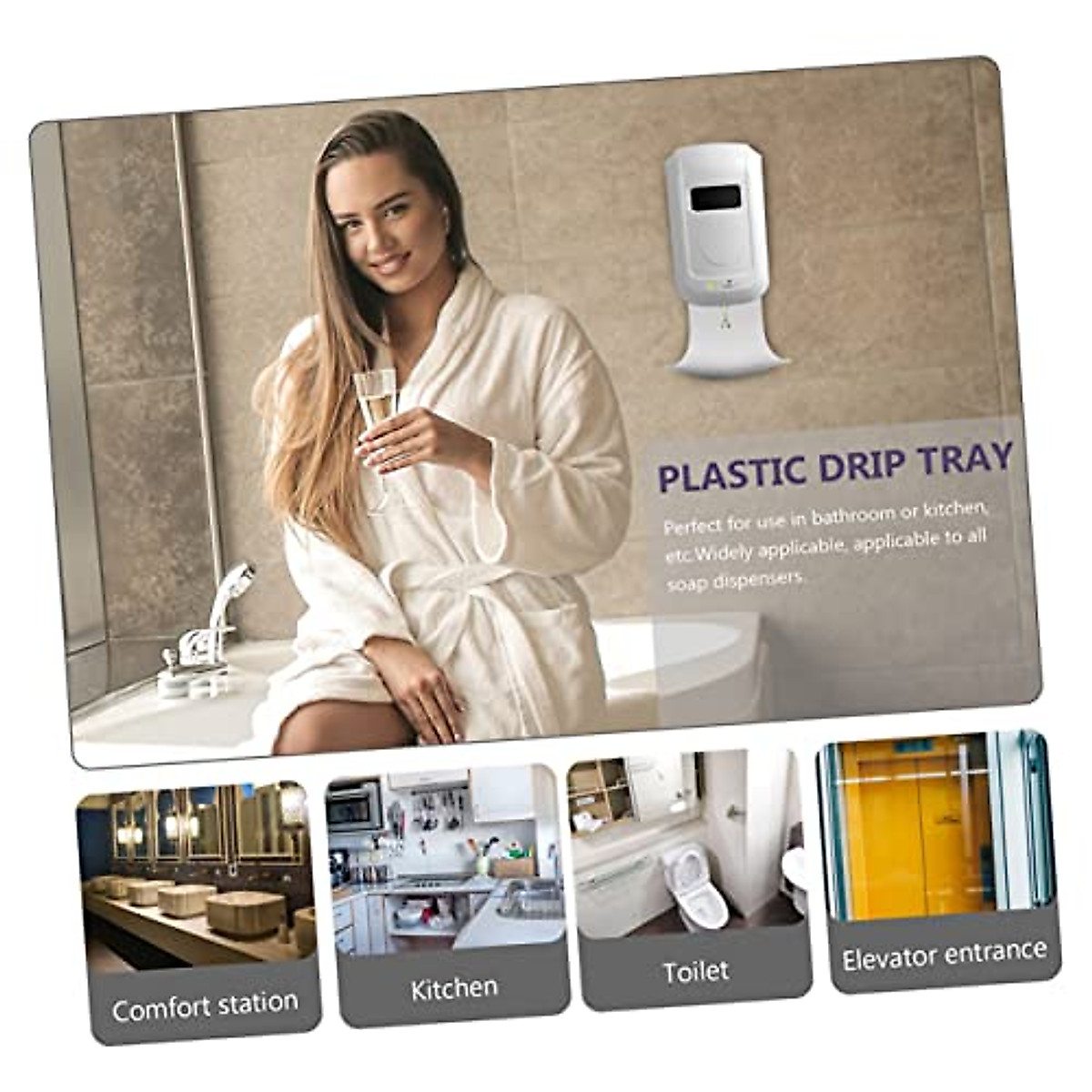 SHERCHPRY 2pcs Water Tray Dispenser Catch Tray Automatic Drip Tray Bubble Soap Cup Tray Dispenser Drip Tray Foam Soap Auto Soap Dispenser Clothes Washing Powder White Leakproof Abs