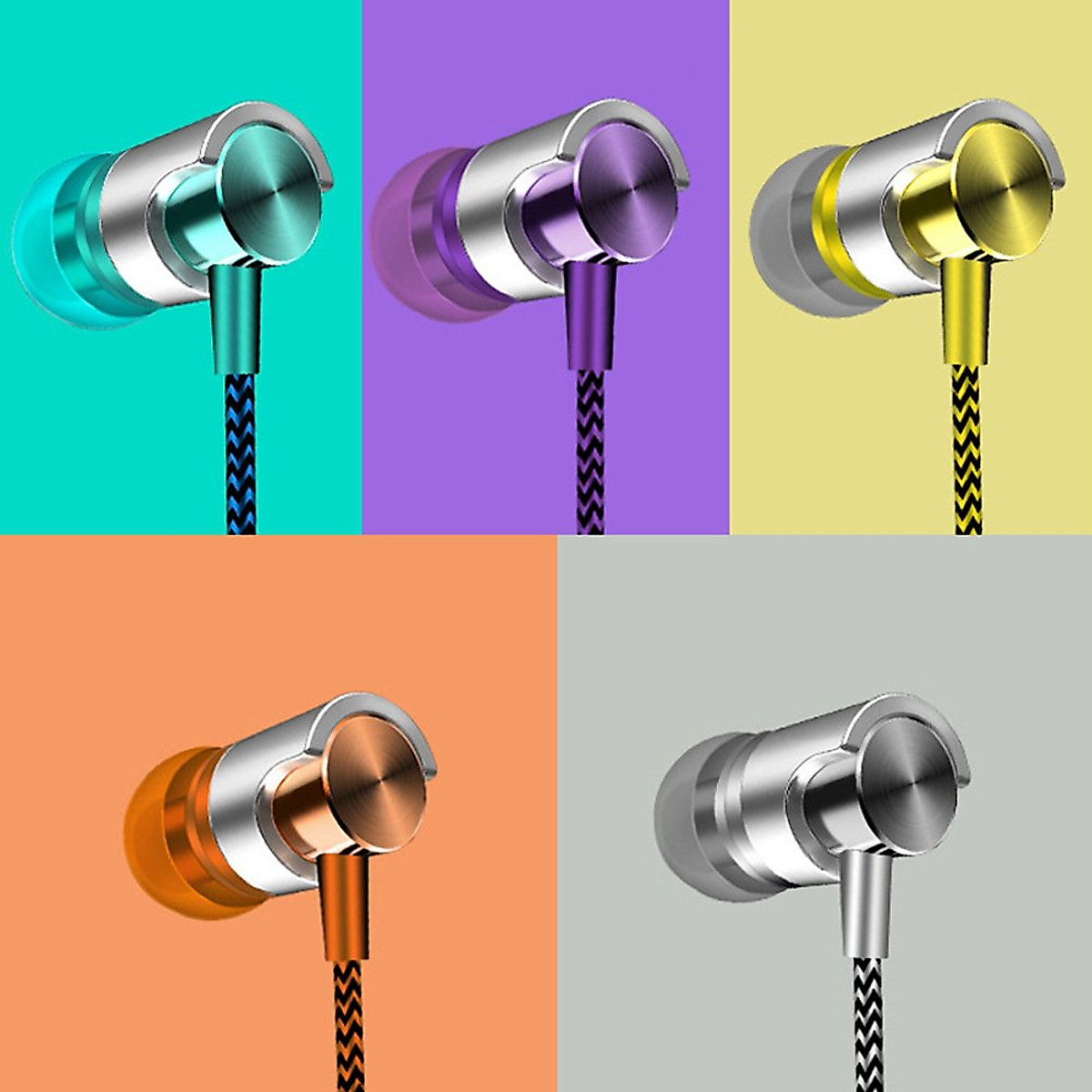 shlutesoy Fashion 3.5mm Braided Wire Stereo Super Bass Earphone in-Ear Headset with Mic Red