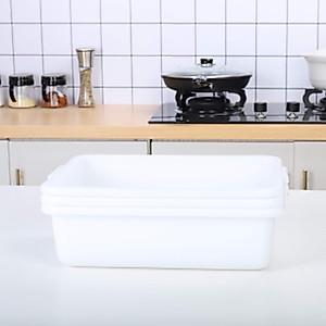 YuanKanJu 4-Pack Plastic Commercial Bus Tubs Box/Tote Box, White 8 Liter Plastic Storage Bin with Handles Wash Basin Tub/Dish (8.5 QT)