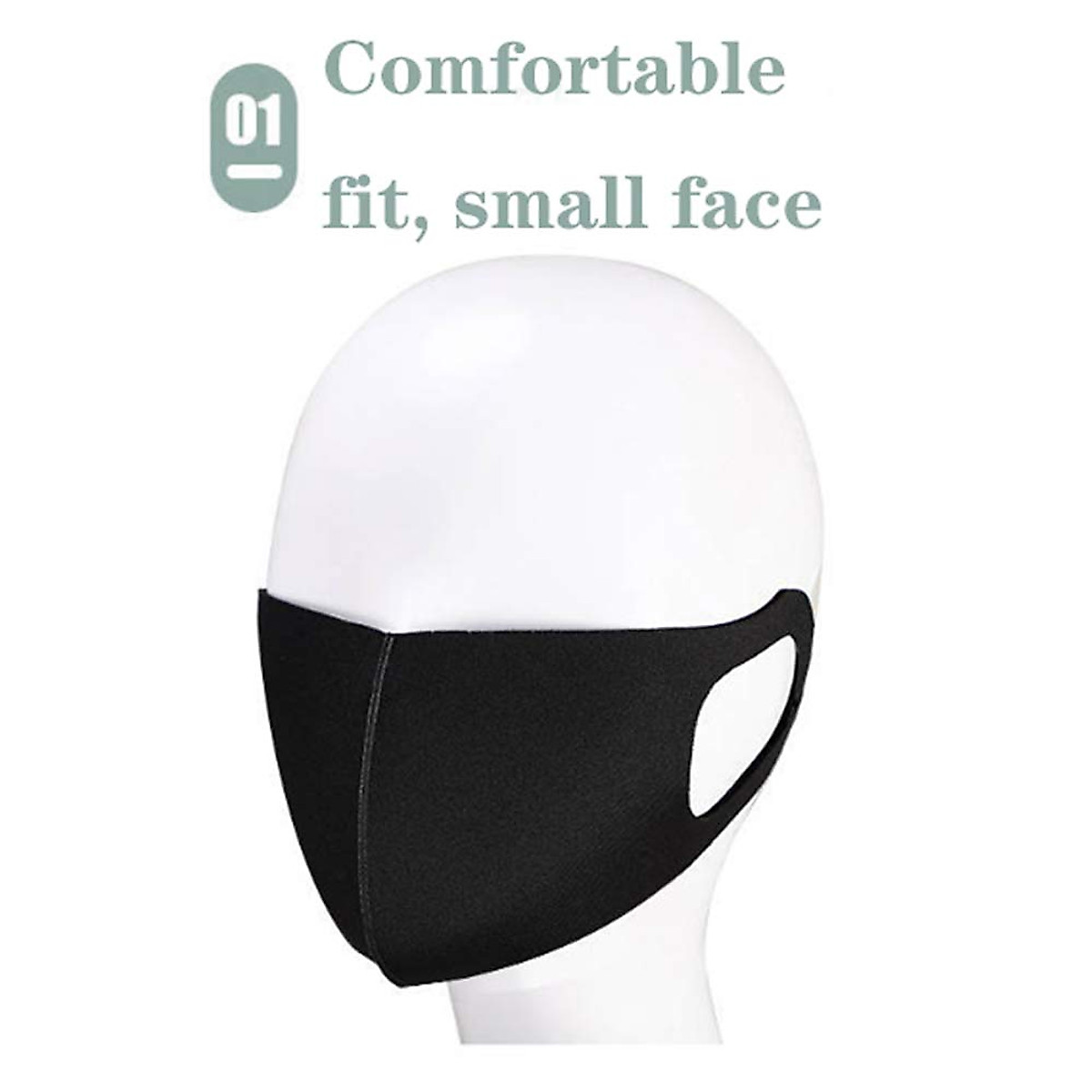 KFIAQ Black Face Mask, Stretchy & Soft Fabric Face Covering, Washable Reusable Protective Cloth Face Masks, Fashion Unisex (10PC)