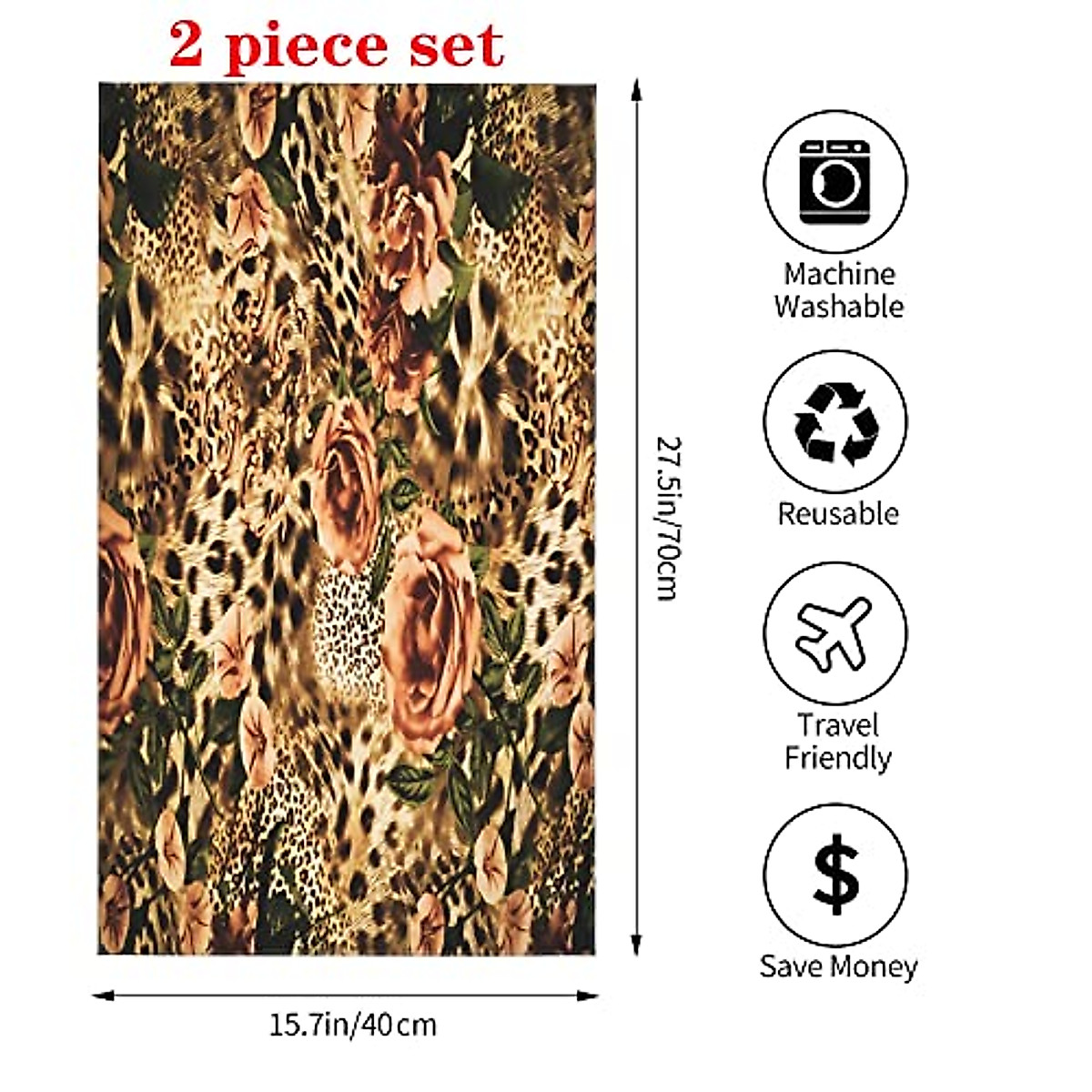 LianMei Bathroom Hand Towels 2 Pack Leopard Soft Luxury Cotton Hand Towel Used for Beach,Kitchen,Bathroom,Spa,Gym Hotel Use