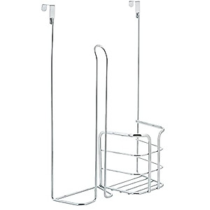 Kitchen Details 2-in-1 Over The Cabinet Organizer | Cleaning Supplies Storage | OTC Door Mount | Paper Towel Holder | Soap Bottle Basket | Space Saver | Kitchen | Pantry | Bathroom | Chrome