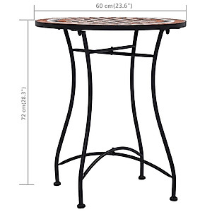 PSFANMZX Mosaic Bistro Table,Outdoor Coffee Table,Small Plant Table,Apartment Gardening Balcony,Porch Side Table,for Patio, Backyard,Pool, Brown 23.6" Ceramic